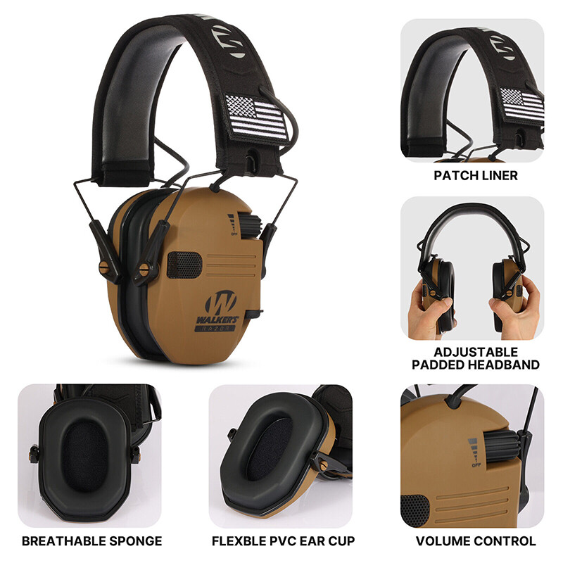 Walker's Electronic Earmuff Shooting Ear Protection Hearing Muff Slim ...