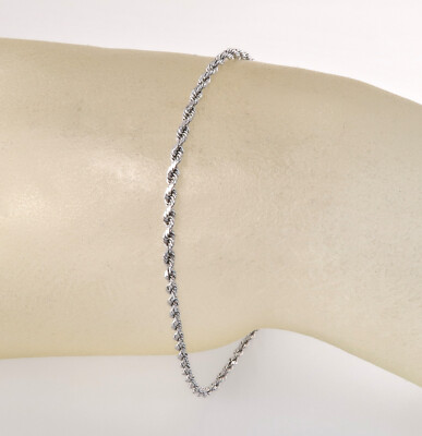 14K White Gold Rope Chain 9" Bracelet 2.7 gram Made in Peru | eBay