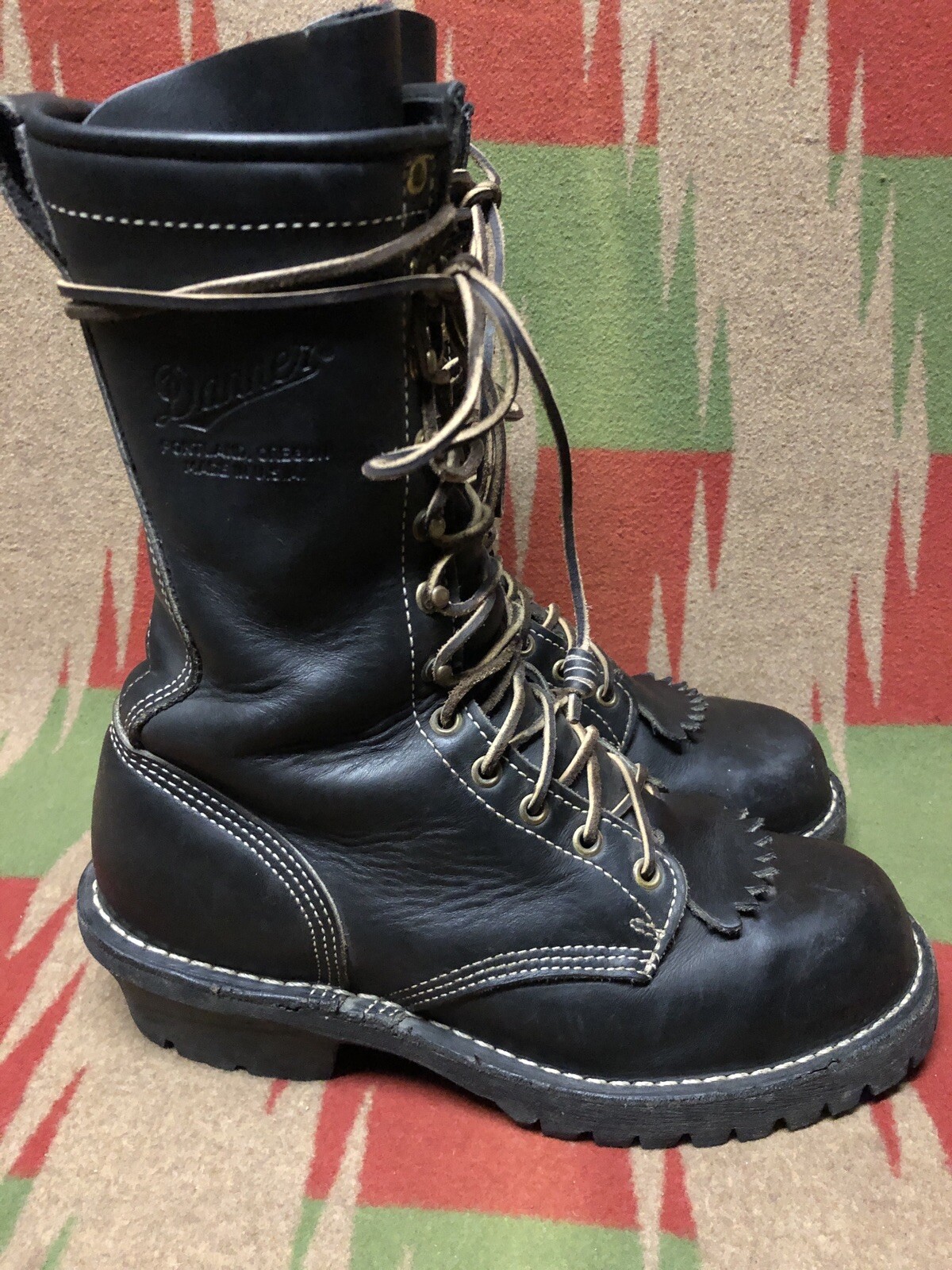 VTG Mens Danner Firestorm Wildland Fire Boots Black Leather Logger Sz 8 ...