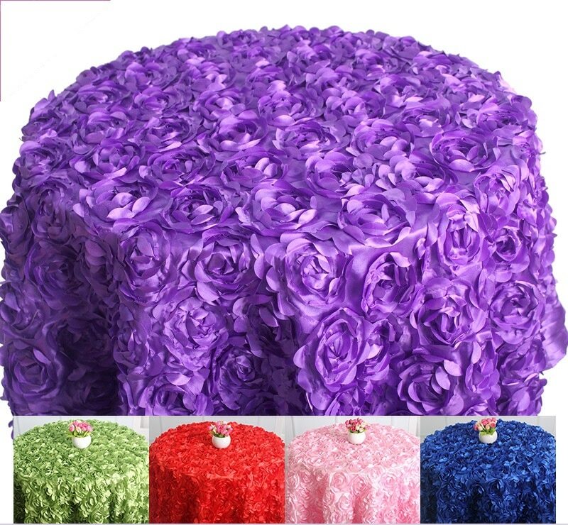 120cm Nordic Round 3D Rose Fabric Tablecloth Table Cover Wedding Party ...