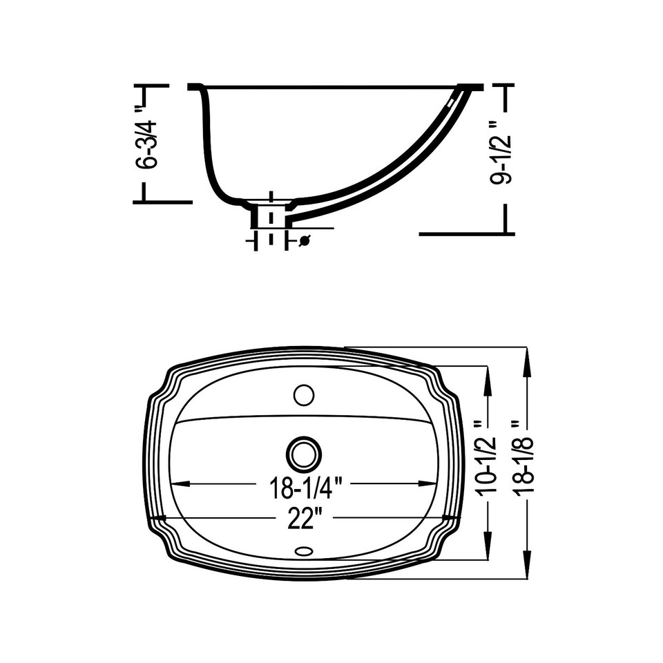 Rok Crater Oval Drop-In Bathroom Vanity Sink 22" X 18-1/8" Ivory ...