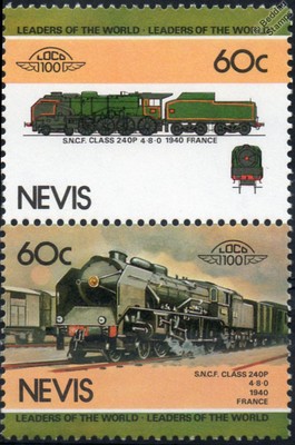 1940 SNCF Class 240-P / 240P Chapelon (4-8-0) France Train Stamps ...
