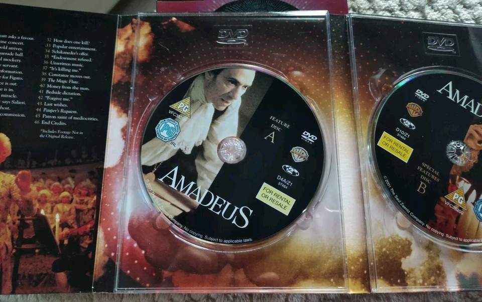 Amadeus DVD (2002) F. Murray Abraham, 2 Disc DIRECTORS CUT R2 GC ️ ...