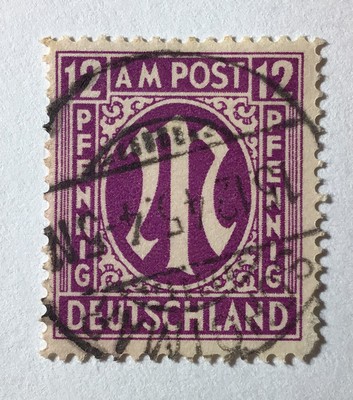 Germany American Post 12 Pfennig Bizone Postage Stamp 1945 VG | eBay
