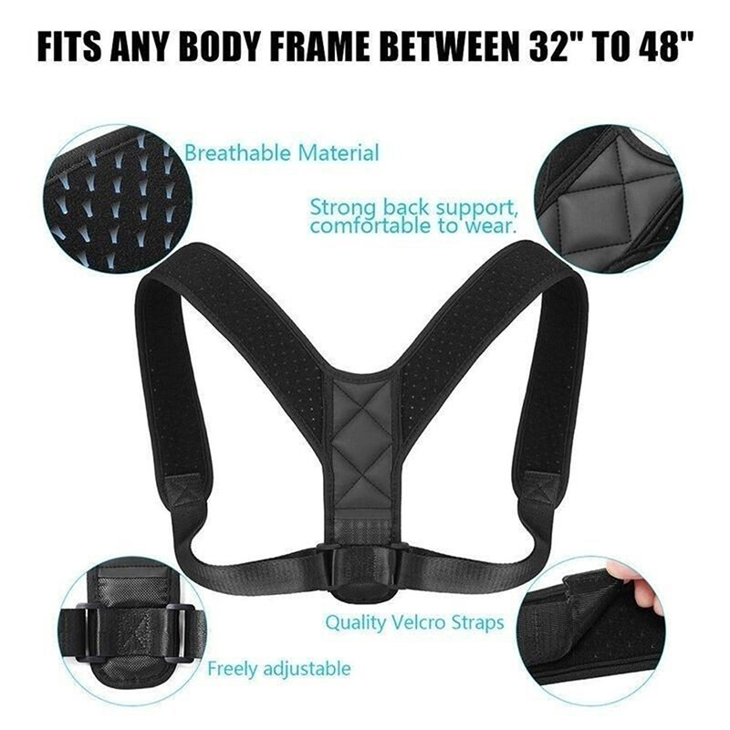 Adjustable Unisex Back Brace Support Invisible Shoulder Posture ...