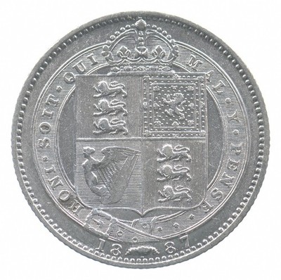 SILVER - Quarter-Sized - 1887 Great Britain 1 Shilling - World Silver ...