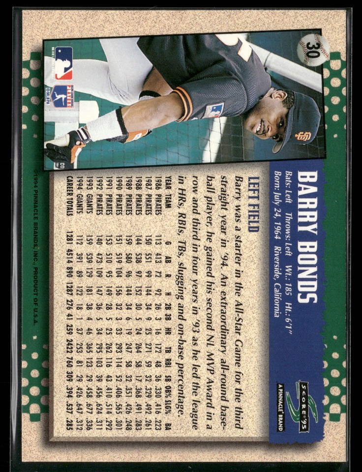 1995 Score #30 Barry Bonds | eBay