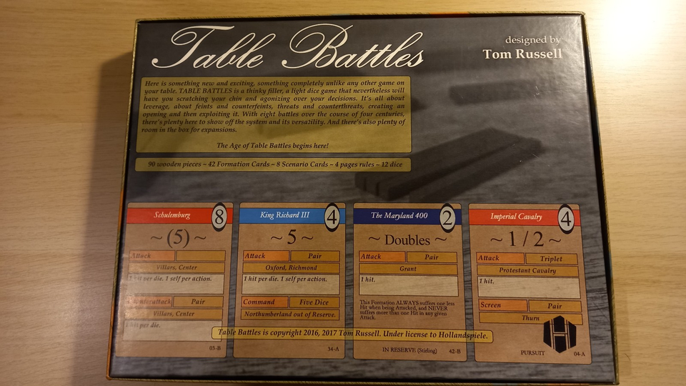 Table Battles - wargame by Hollandspiele in good used condition | eBay UK