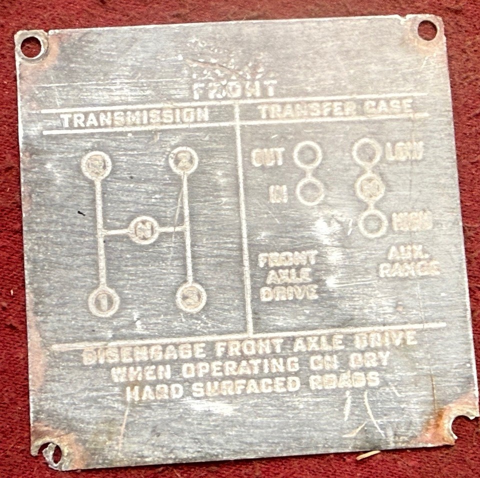 MB Willys WW2 Jeep Original frame ID Tag Data Plate &Other Original ...