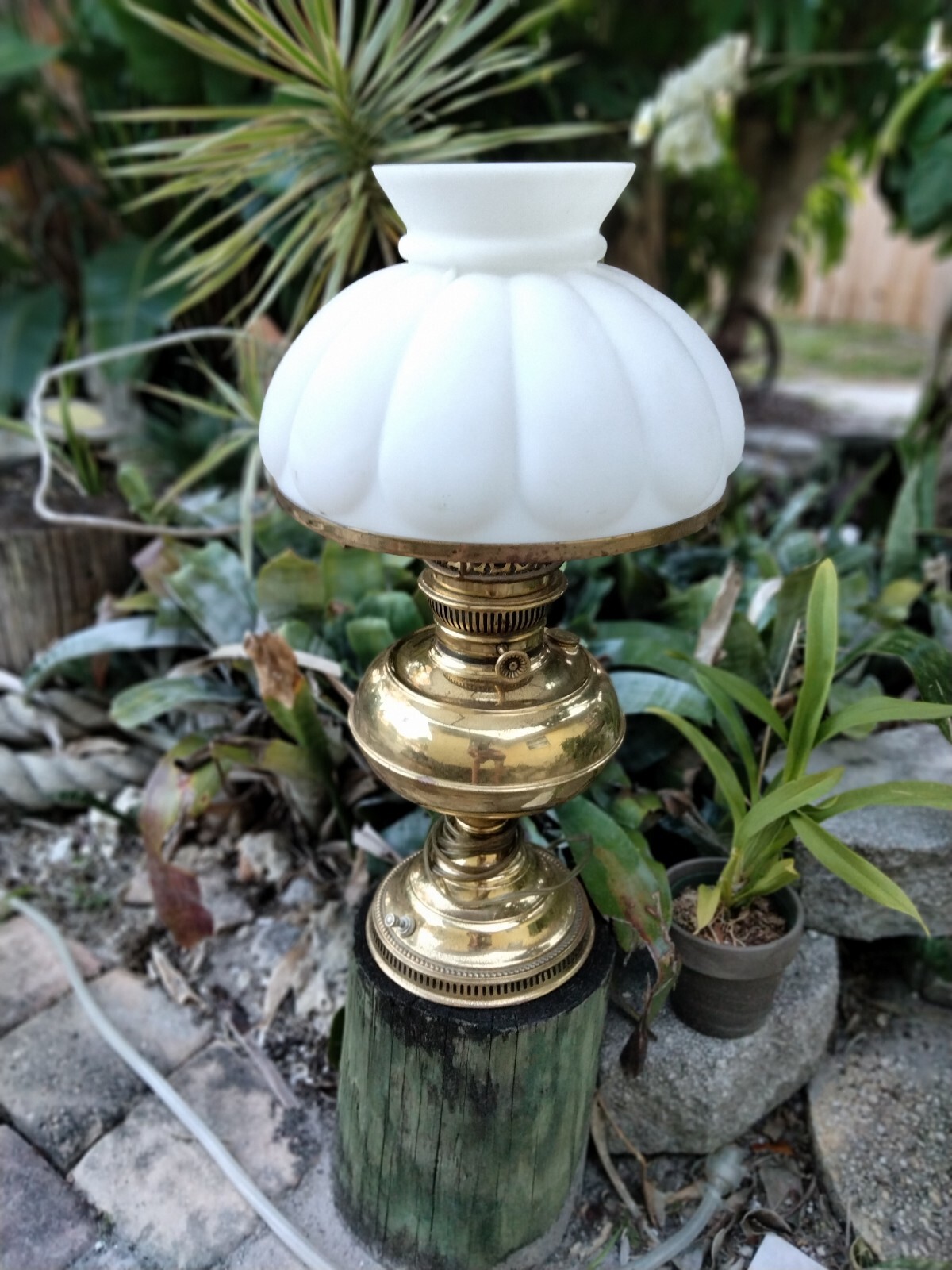 Vintage/Antique Brass Rayo Oil Lamp Electrified with Shade Ring, Works ...