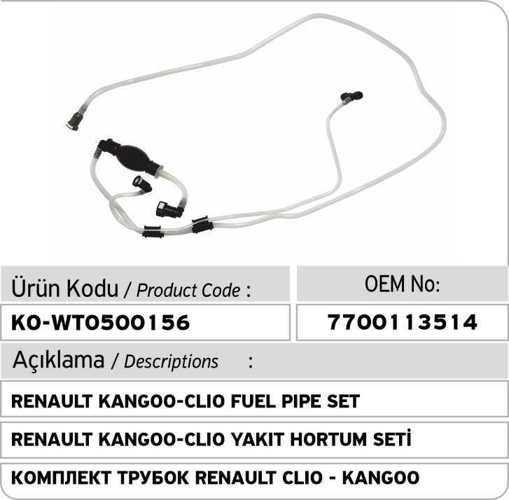 Renault Clio II - Kangoo 1.9 D Fuel Pipe Set 7700113514 | eBay