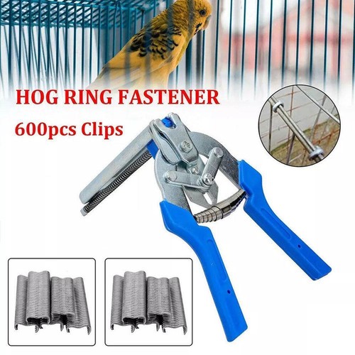 Hog Plier Tool 600pcs M Clips Staple Mesh Cage Wire New J6 UK Clamp ...