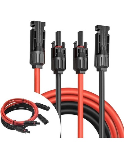 12 AWG Solar Panel Extension Cable PV Wire Solar Connector Pair Black ...