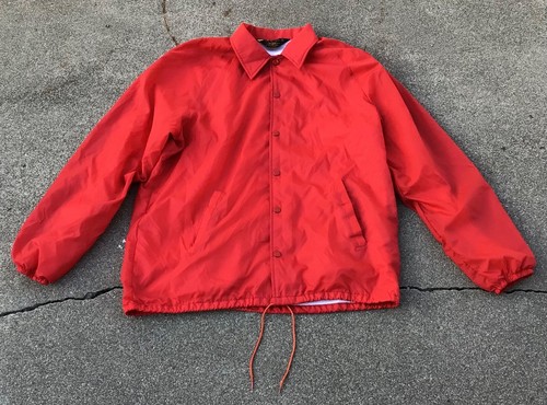 Vintage Sears Red Nylon Windbreaker Mens Size L Tall Cotton Lining ...
