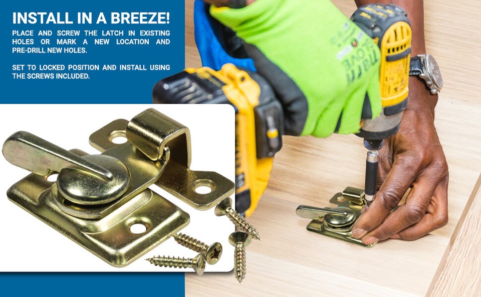 Cam-Action Window Sash Lock Latch and Keeper, Brass Plated Steel | eBay