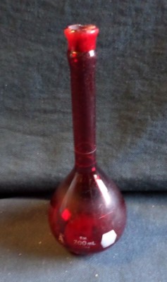 Kimax Glass 200mL Ray-Sorb Class A Red Volumetric Flask Fair Condition ...