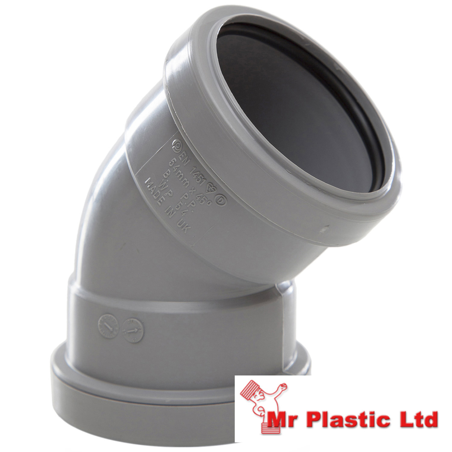 Polypipe 50mm Push Fit Waste Pipe Fittings in Grey (actual size 54mm ...