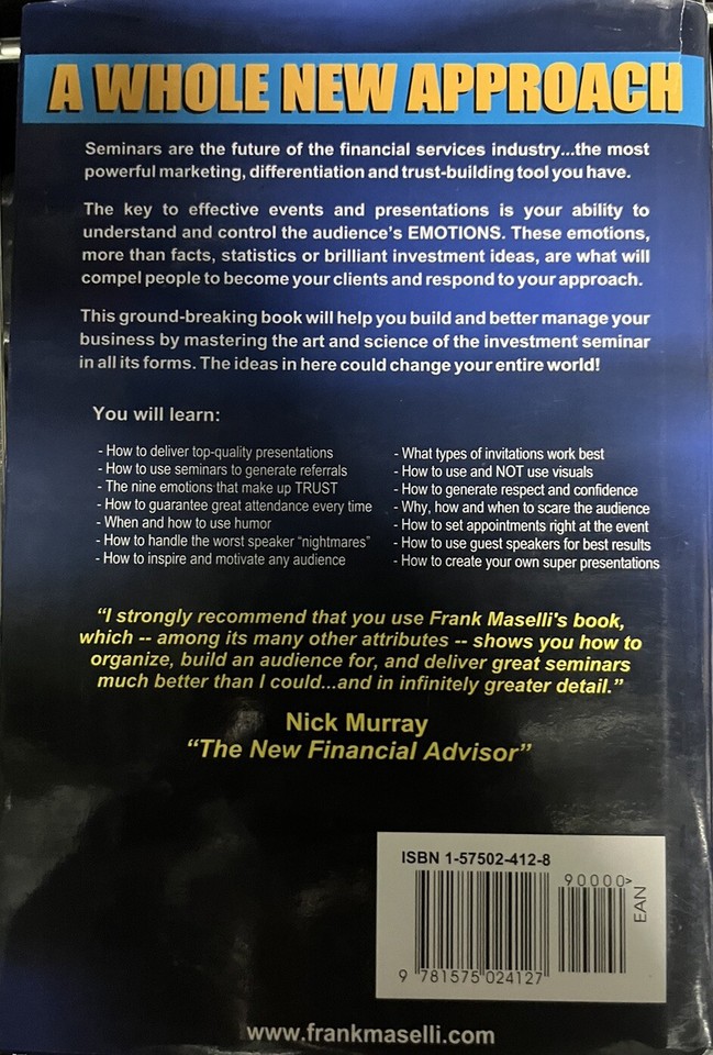 Seminars - The Emotional Dynamic by Frank Maselli (HARDCOVER ...