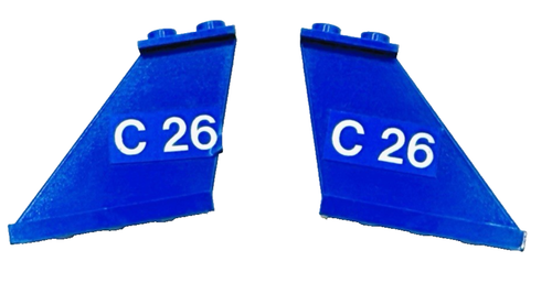 LEGO 2340pb026R (x2) Blue Tail 4x1x3 White 'C 26' (Sticker) - 4022 | eBay