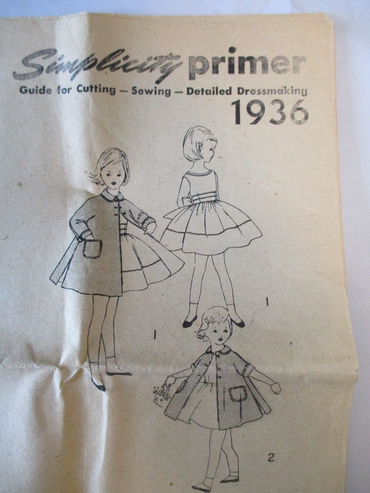 Simplicity Pattern 1936 Child Girl One-Piece Dress & Coat Size 3 Chest 22" Cut | eBay