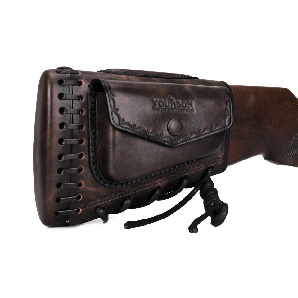 TOURBON Leather Rifle Cheek Rest w/Side Pouch Shotgun Recoil Pad ...