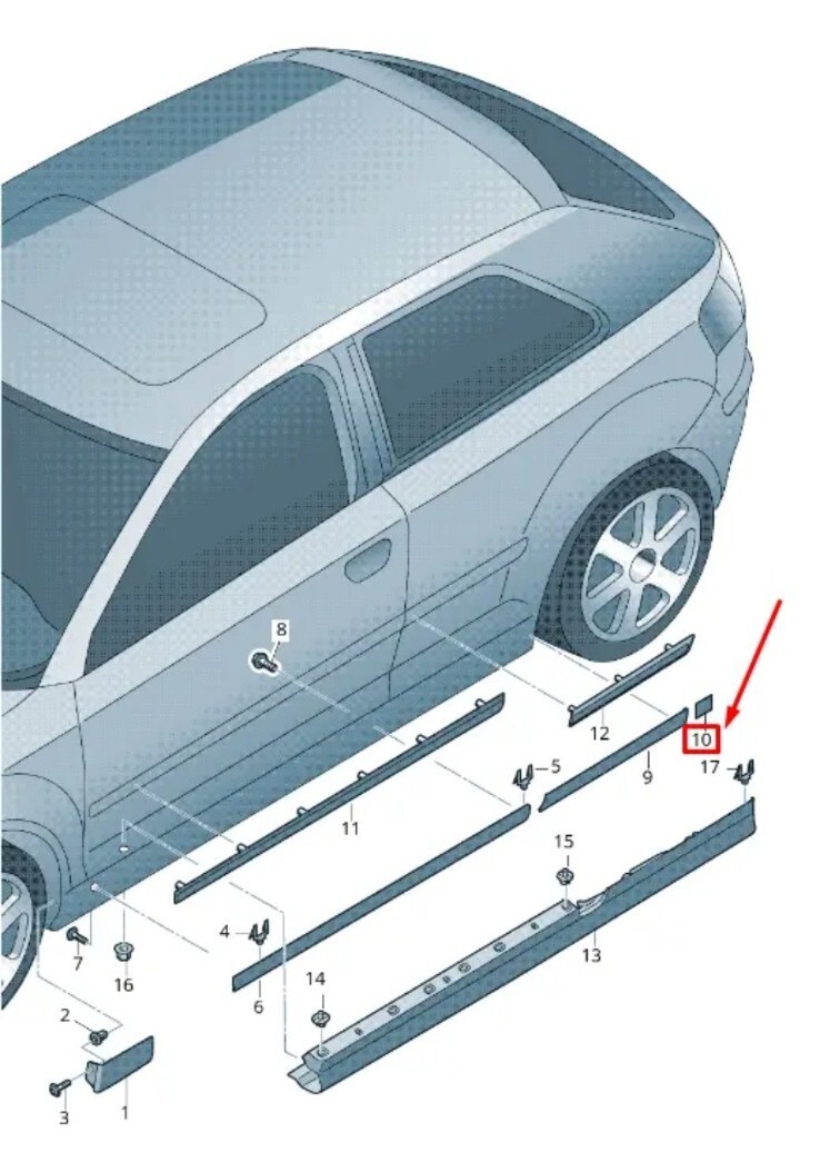 AUDI A3 Sportback 8P Rear Left Quarter Panel Trim 8P4853699 GENUINE ...