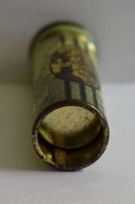 Vintage Tums Tin Container with Green & Gold Graphics & Working Push ...