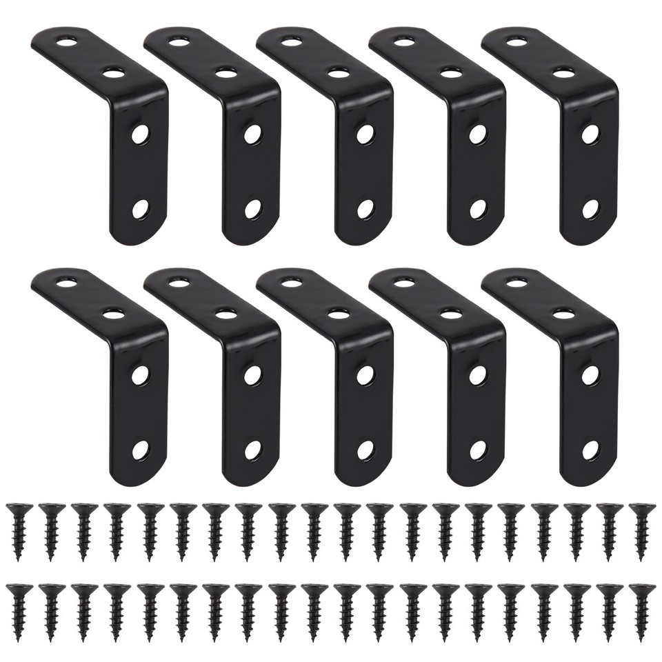 Black L-Shaped Bracket Corner Brace Stainless Steel 90° Right Angle W ...