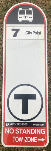 Vintage Boston City Point Route 7 MBTA T Bus Stop Sign | eBay