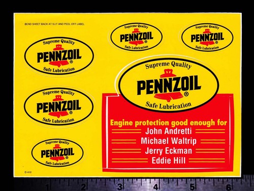PENNZOIL Orig. Vintage Racing Decals/Stickers Andretti Waltrip Eckman ...