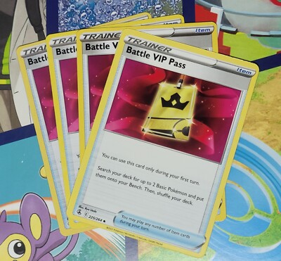 4x Battle VIP Pass 225/264 x4 - Fusion Strike - Pokemon TCG - Playset ...