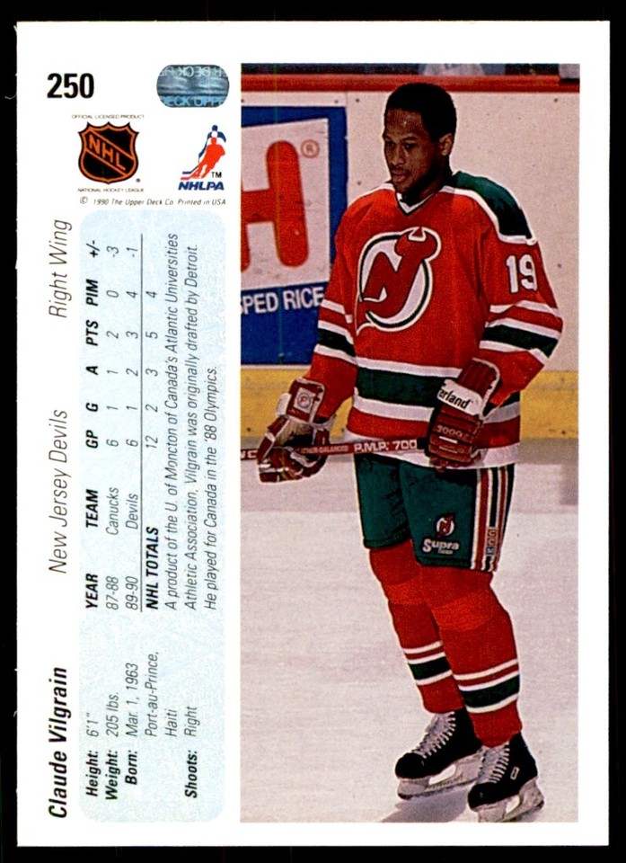 1990-91 Upper Deck. Claude Vilgrain Rookie . New Jersey Devils #250 | eBay