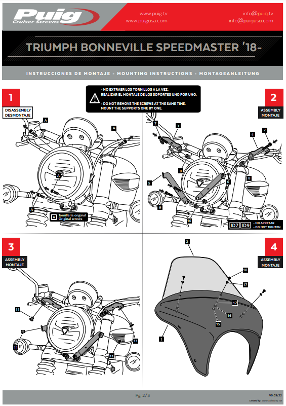 Puig Batwing Touring Screen Clear Triumph Bonneville Speedmaster 2018 ...