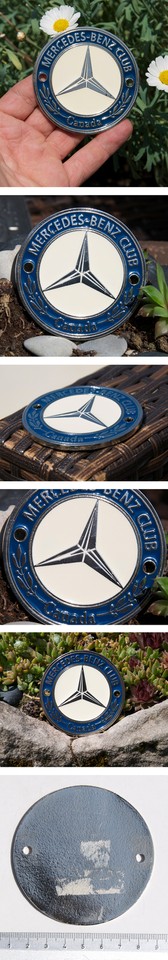 VINTAGE ENAMEL AUTOMOBILE RADIATOR CAR BADGE # MERCEDES BENZ CLUB ...