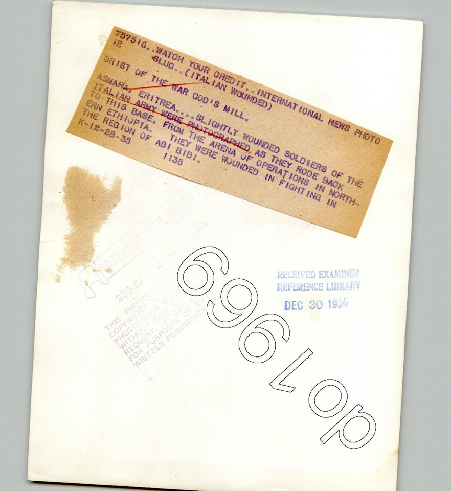 Wounded ITALIAN Soldiers Retreat ITA - ETHIOPIAN WAR Africa 1935 Press ...