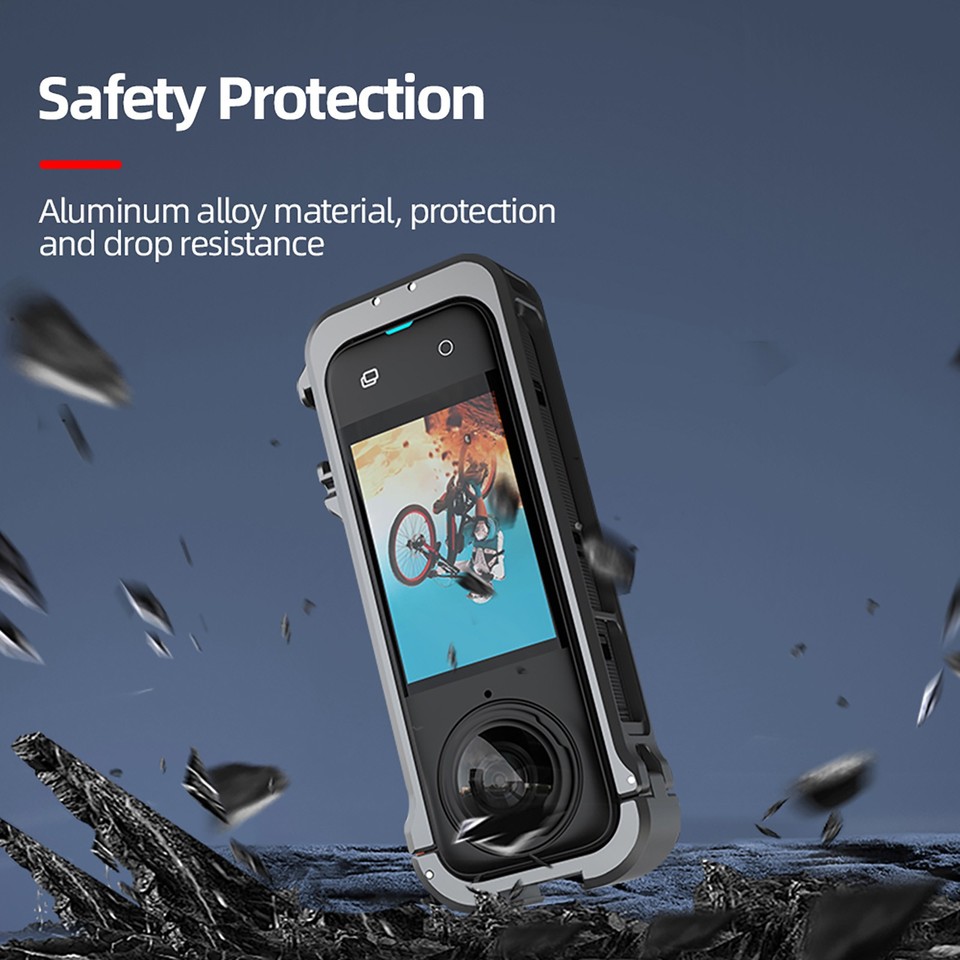 For Insta360 X4 Aluminum Frame Cage With Silicone Lens Caps Protection ...