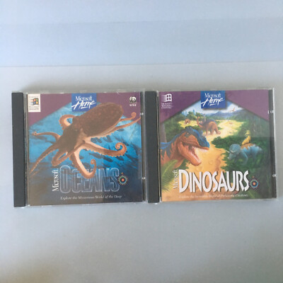 2x MICROSOFT Home - Dinosaurs & Oceans 1994/95 PC CD-Rom Windows 3.1 95 ...