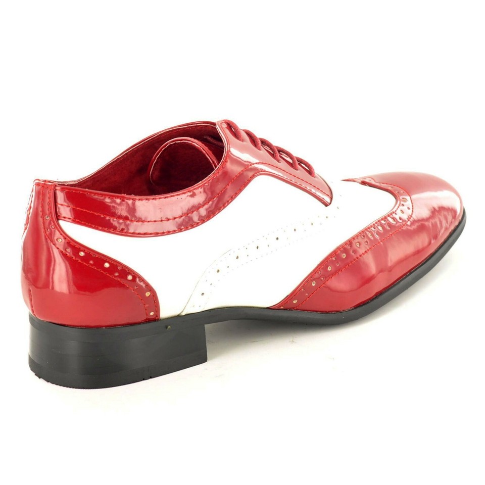 New Mens Dance Shoes Black Red White Brogue Spats Leather Lined in UK ...