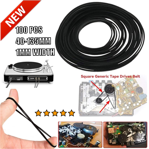 100 Rubber Belt Replacement For Recorders CD-ROM Video Machine Walkman ...