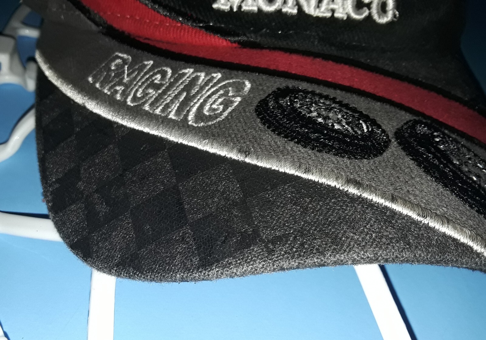 Vintage MONACO GRAND PRIX Embroidered Black Hat w/Adj… - Gem