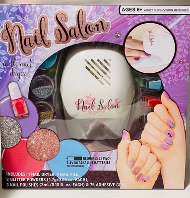 Fun Mani-Pedi at Home! Kids Nail Salon Set with Dryer, Polish & Glitter ...