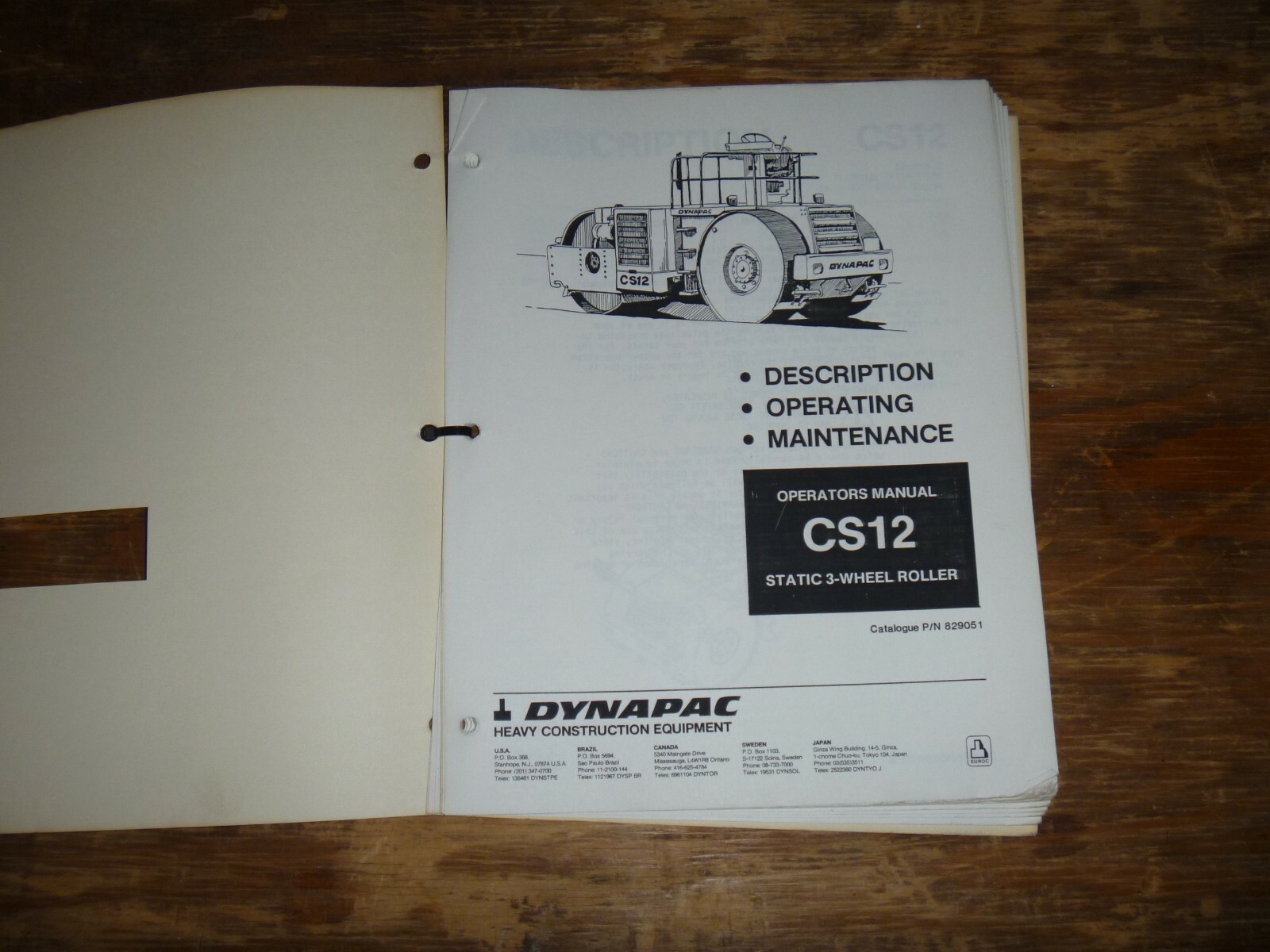 Dynapac CS12 Static 3-Wheel Roller Owner Operator Maintenance Manual | eBay
