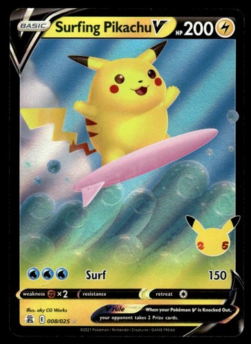 2021 Sword & Shield - Celebrations Surfing Pikachu V Basic/Rare Holo V ...