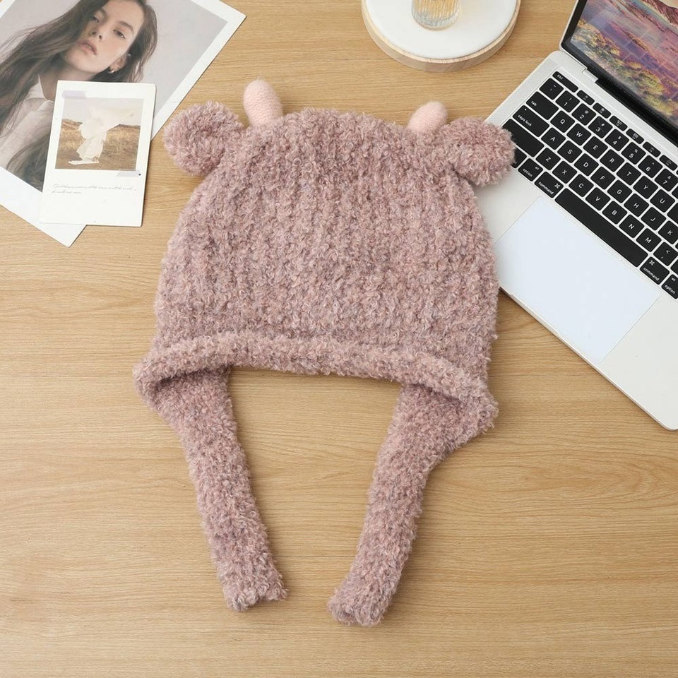 Windproof Knitted Yarn Cap Ear Protection Cycling Cap New Ear Flap Hat ...