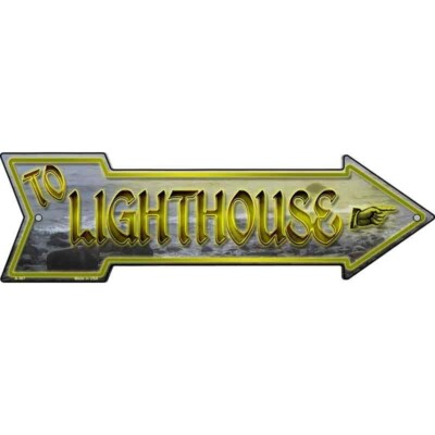 To Lighthouse Novelty Metal Arrow Sign Directional 17" x 5" Wall Decor ...