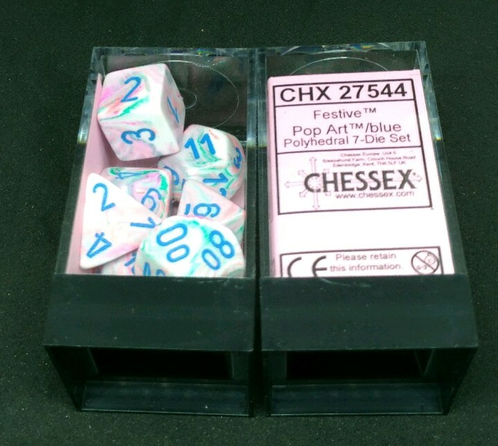 Chx 27544 Festive Pop Art/Blue Dice Set Rpg DnD | eBay