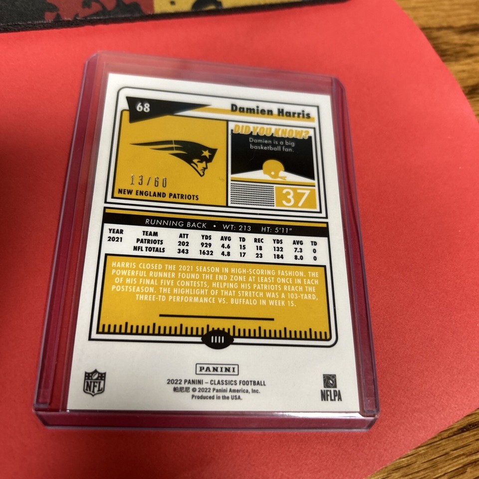 2022 DAMION HARRIS CLASSICS GOLD Refractor 13/60 SP PATRIOTS | eBay