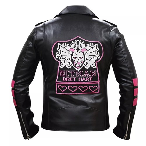 Bret Hart Jacket WWE Fighting Skull Embroidery Black Leather Jacket | eBay