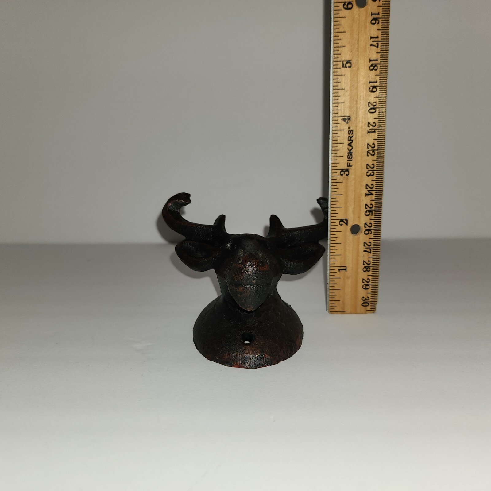 Cast Iron Deer Head Wall Hook Stag Antlers Buck Bronze Tone Black 4 ...
