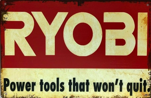 RYOBI Rustic Look Vintage Tin Metal Sign Man Cave, Shed-Garage & Bar ...